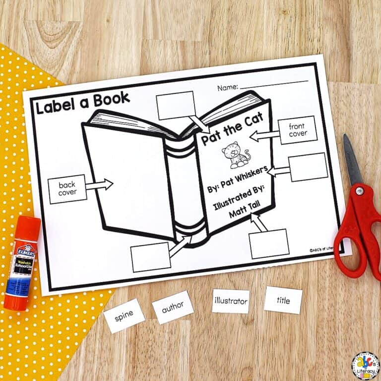 Parts of a Book Poster & Worksheet (Free Printables)