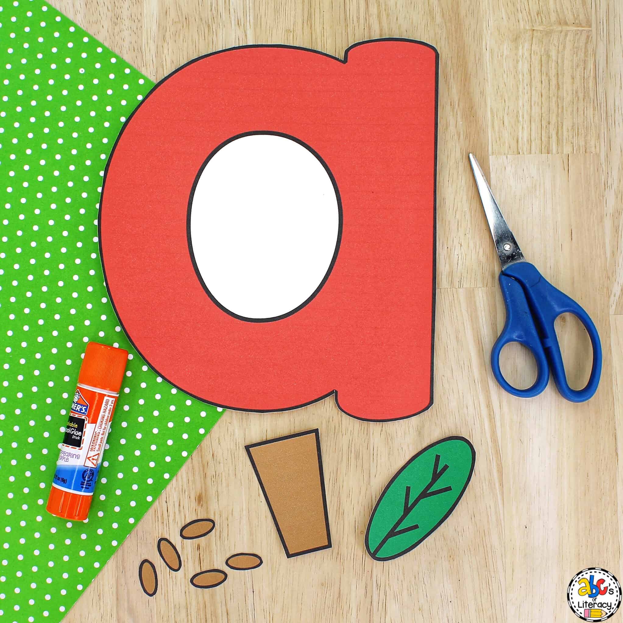 Letter a Apple Craft: Lowercase Letter Recognition Activity