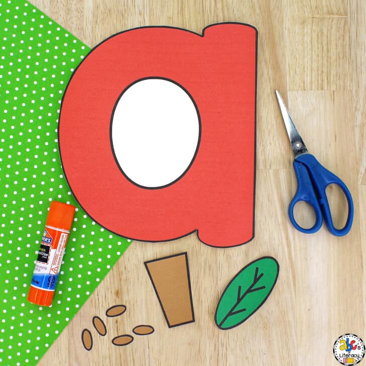 Letter a Apple Craft: Lowercase Letter Recognition Activity