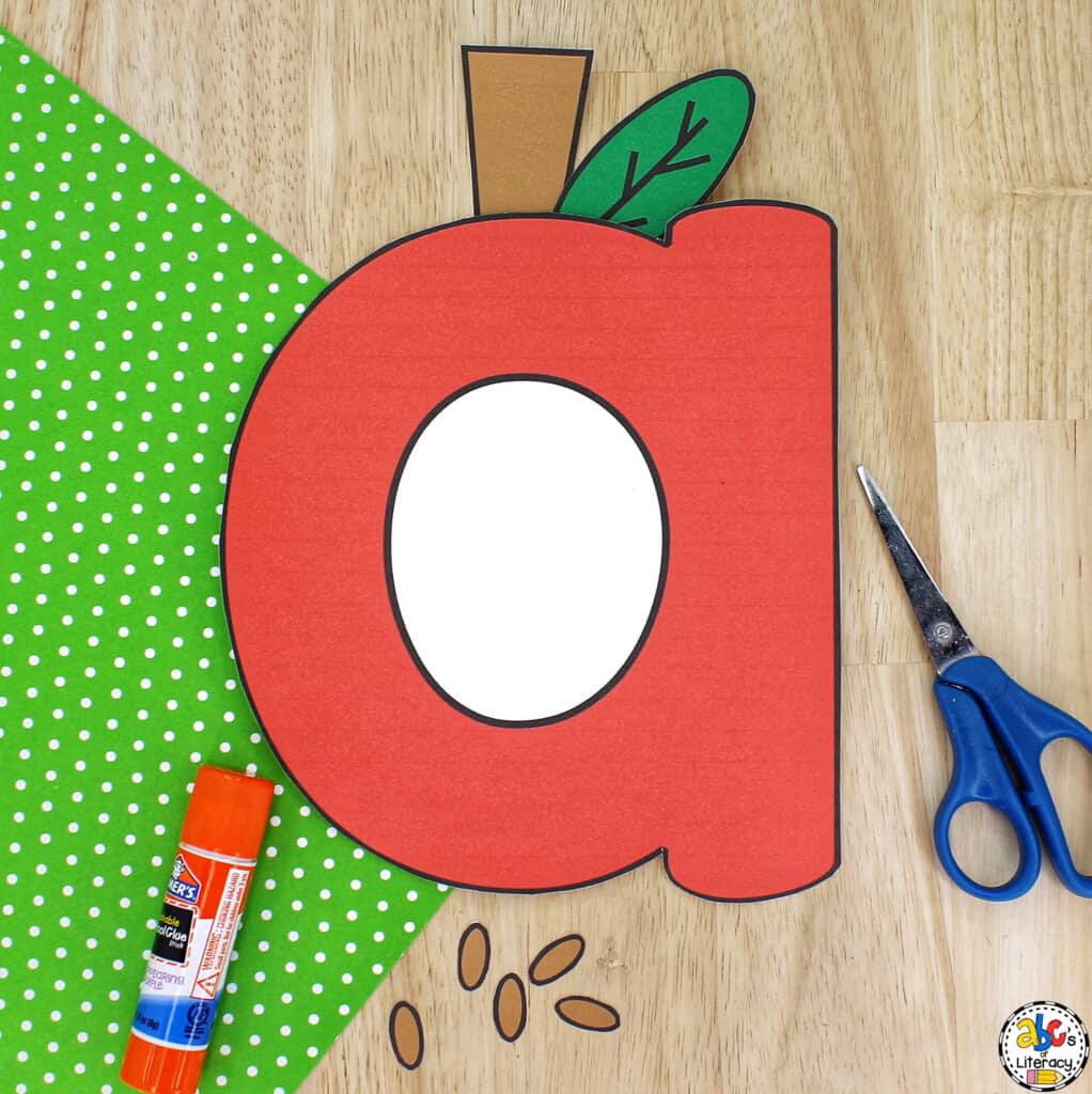 Letter a Apple Craft: Lowercase Letter Recognition Activity