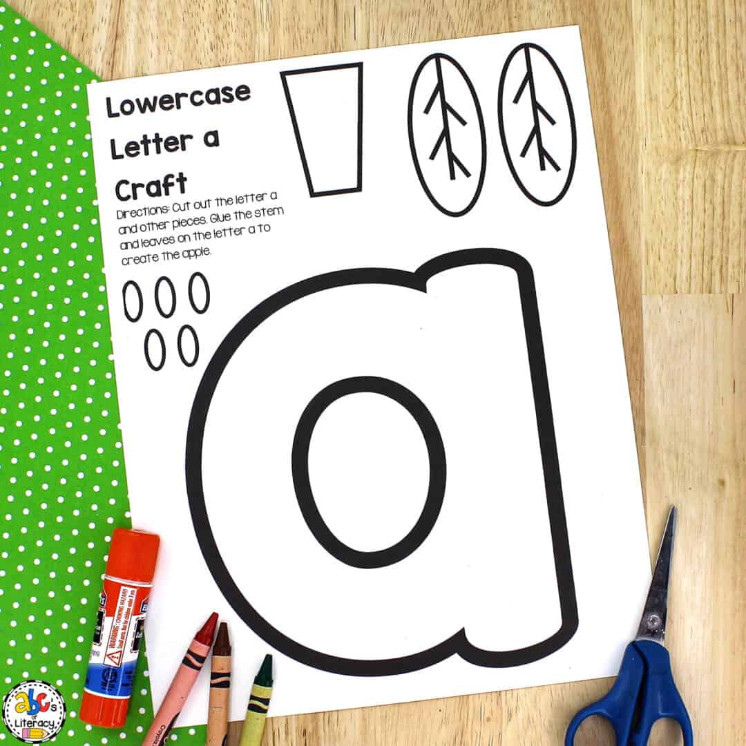 Letter a Apple Craft: Lowercase Letter Recognition Activity
