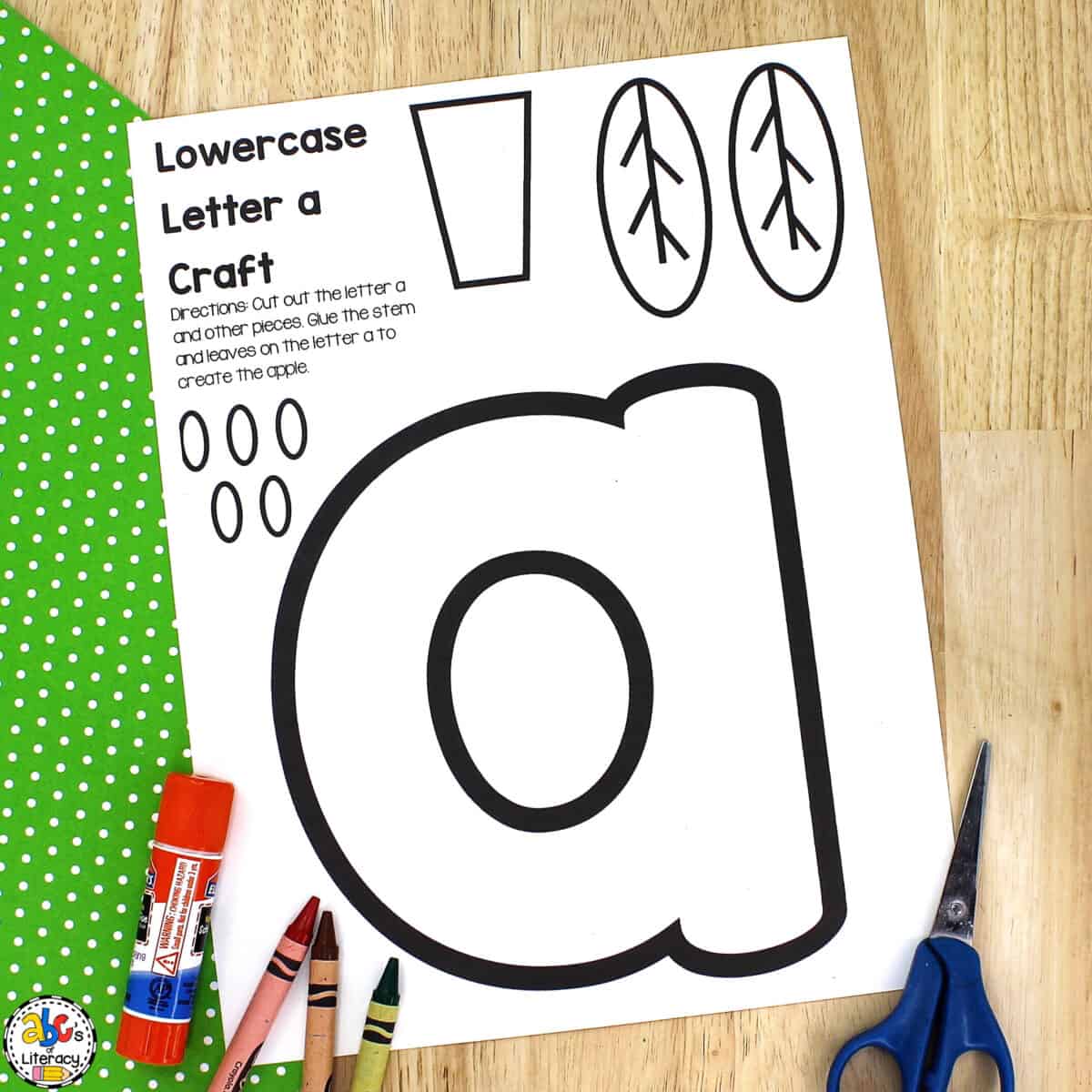 Letter a Apple Craft: Lowercase Letter Recognition Activity