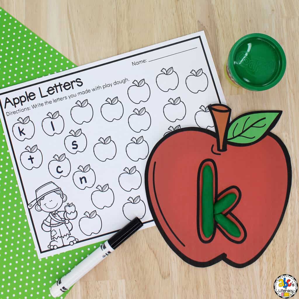 Apple Alphabet Play Dough Mats: Letter Formation Activity