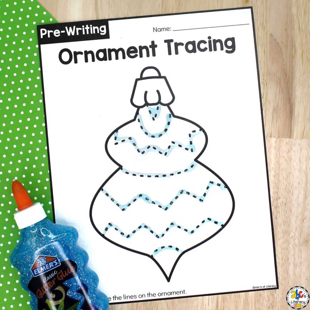 Christmas Ornmanet Tracing Worksheets for Preschoolers