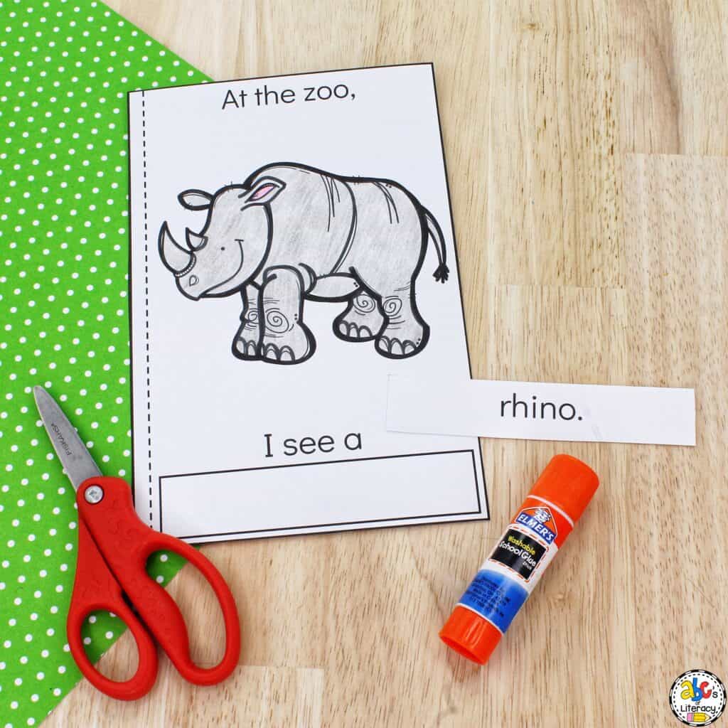 Zoo Animals Cut & Paste Book: Printable Book for Kids