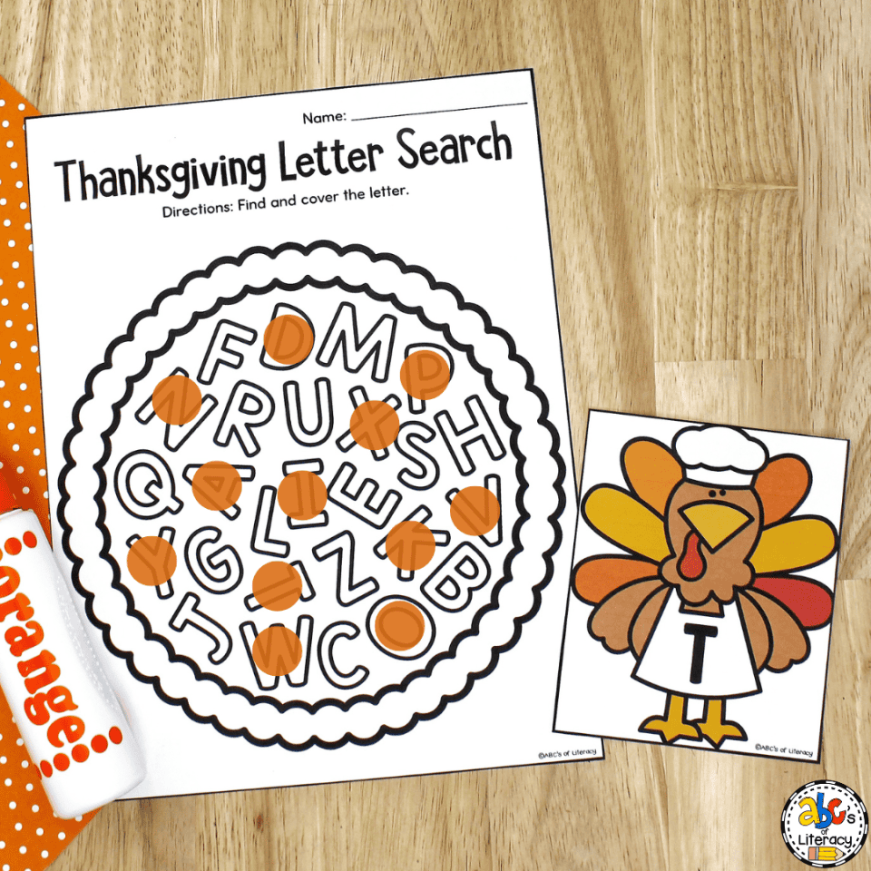 Thanksgiving Letter Search Activity
