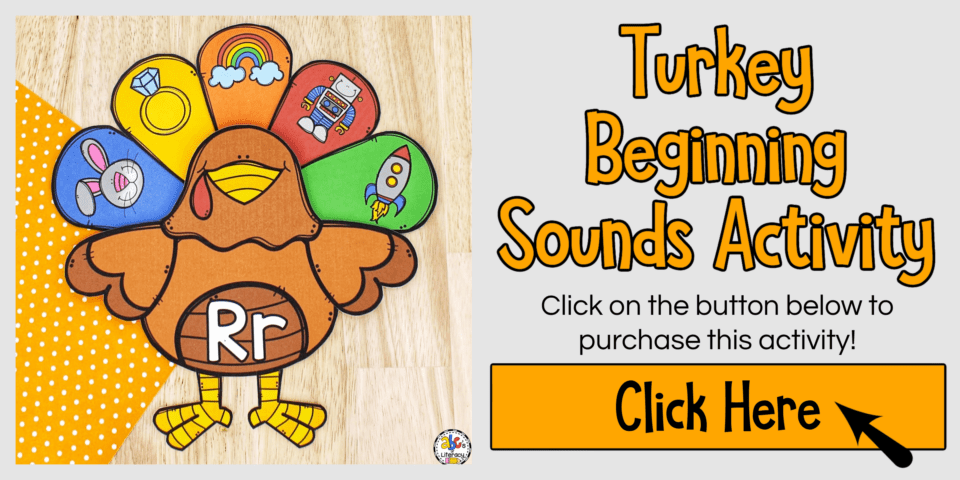 Turkey Beginning Sounds Activity: Thanksgiving Phonics Activity