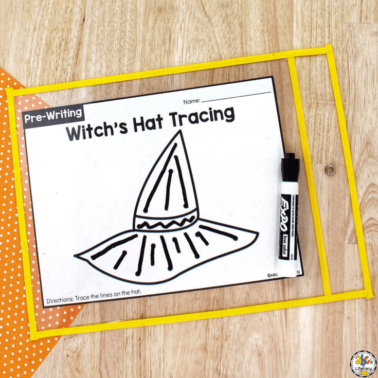 Witch's Hat Tracing Worksheets: Pre-Writing Activity