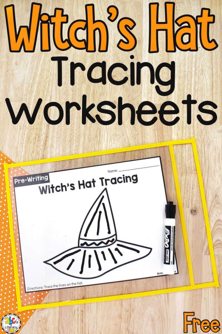 Witch's Hat Tracing Worksheets: Pre-Writing Activity