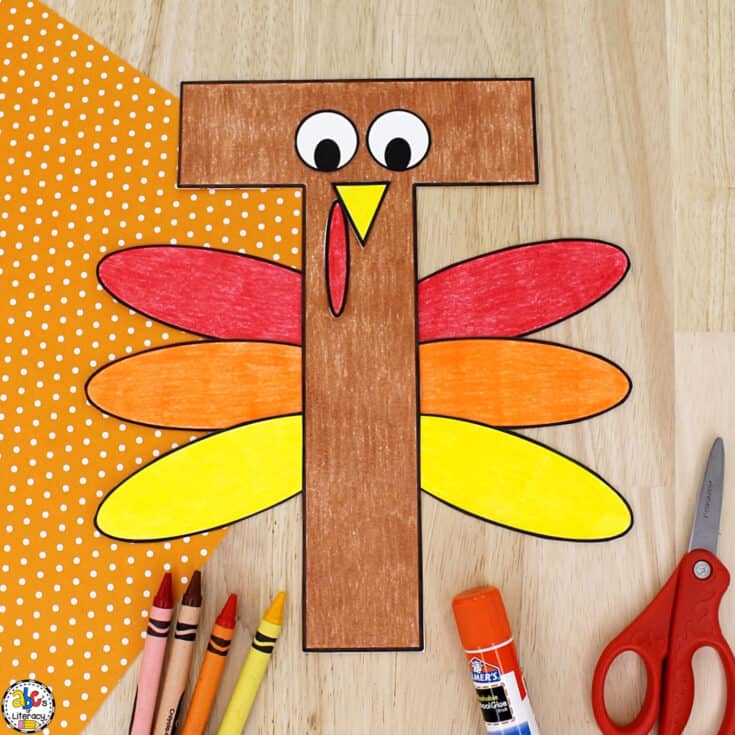 Letter T Turkey Craft: Thanksgiving Letter Recognition Activity