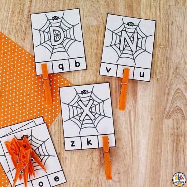 Spider Web Letter Clip Cards