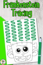 Frankenstein Tracing Worksheets for Preschool