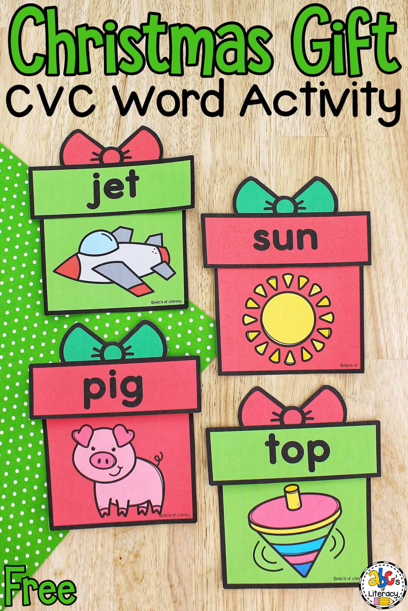 Christmas Present CVC Words Activity