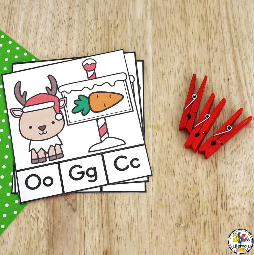 Reindeer Letter Sounds Clip Cards