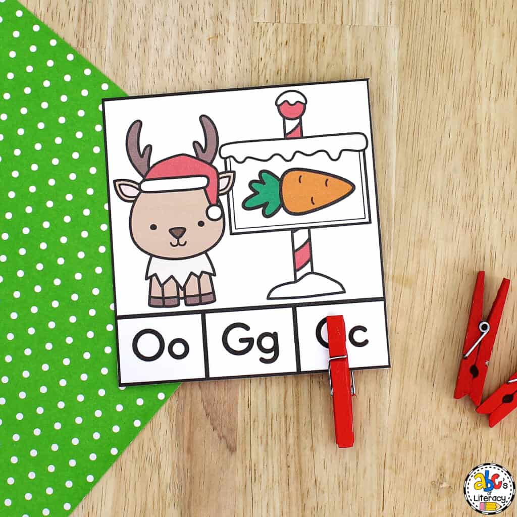 Reindeer Letter Sounds Clip Cards