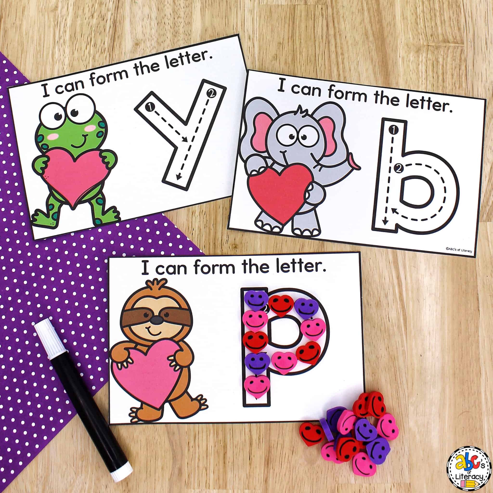 Valentine Letter Tracing Cards