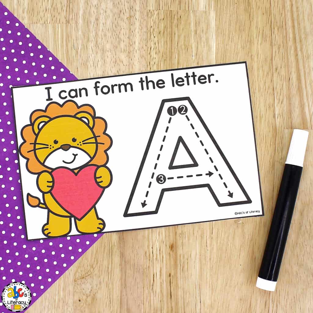 Valentine Letter Tracing Cards