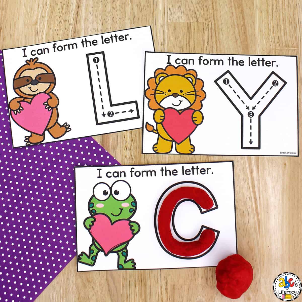 Valentine Letter Tracing Cards