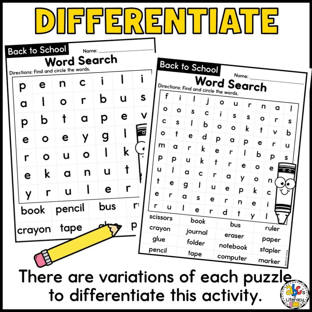 Back to School Puzzle Packet